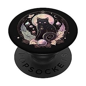 Moon Phases Crystal Witchy Cute Black Cat Kawaii Pastel Goth PopSockets Swappable PopGrip