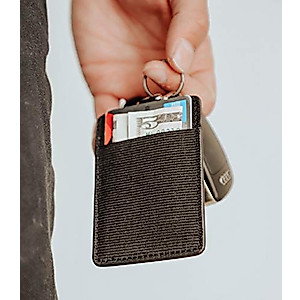 ZARIO Slim Keychain Wallet Lanyard - Minimalist RFID Card Holder Keychain for Men & Women (Black)