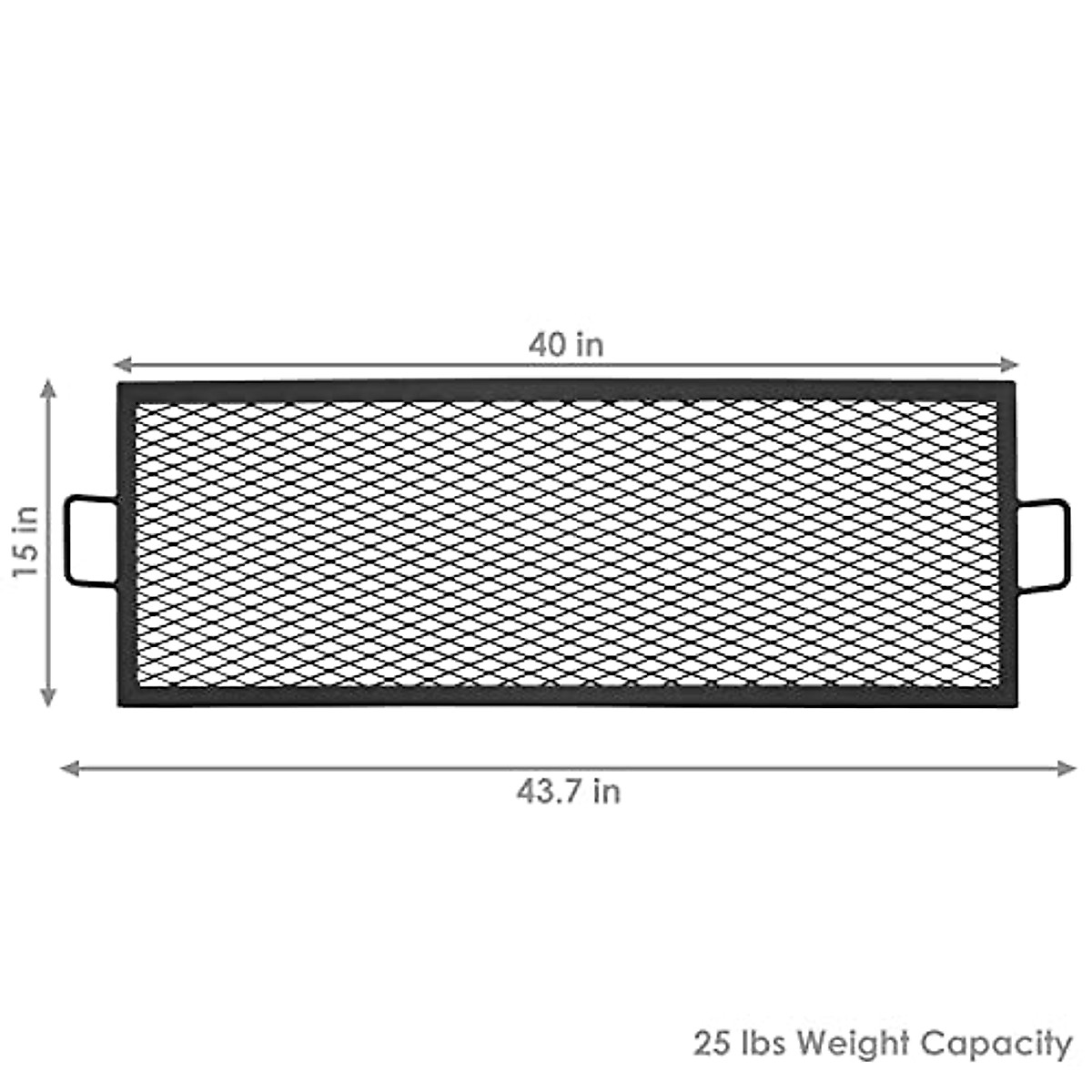 Sunnydaze X-Marks Fire Pit Cooking Grate - Outdoor Rectangle Black Steel BBQ Campfire Grill with Handles - 40-Inch