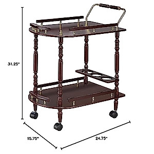 Coaster Home Furnishings Palmer 2-Tier Serving Cart Merlot and Brass
