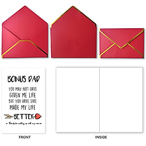 Ziwenhu Bonus Dad Fathers Day Card,Dad Birthday Gifts From Stepdaughter Stepson,Fathers Day Card for Stepdad,Thanks For Putting Up With My Mom Card