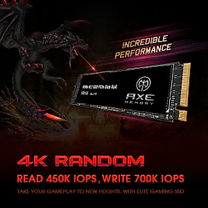 AXE MEMORY Elite Internal SSD 500GB Gen4 PCIe NVMe M.2 2280 Solid State Drive - Read Up to 7,000MB/s Write, Up to 3,000MB/s DDR4 512MB DRAM Cache
