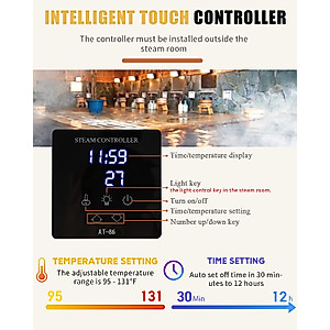 LEIRUO 10.5KW Commercial Self-Draining Steam Generator Shower System Home Steam Bath Spa Generator 30 min to 12 Hours Auto Drain 95-131℉ for Suitable Space Heating 10.5 m³/371 Cubic feet (10.5KW)