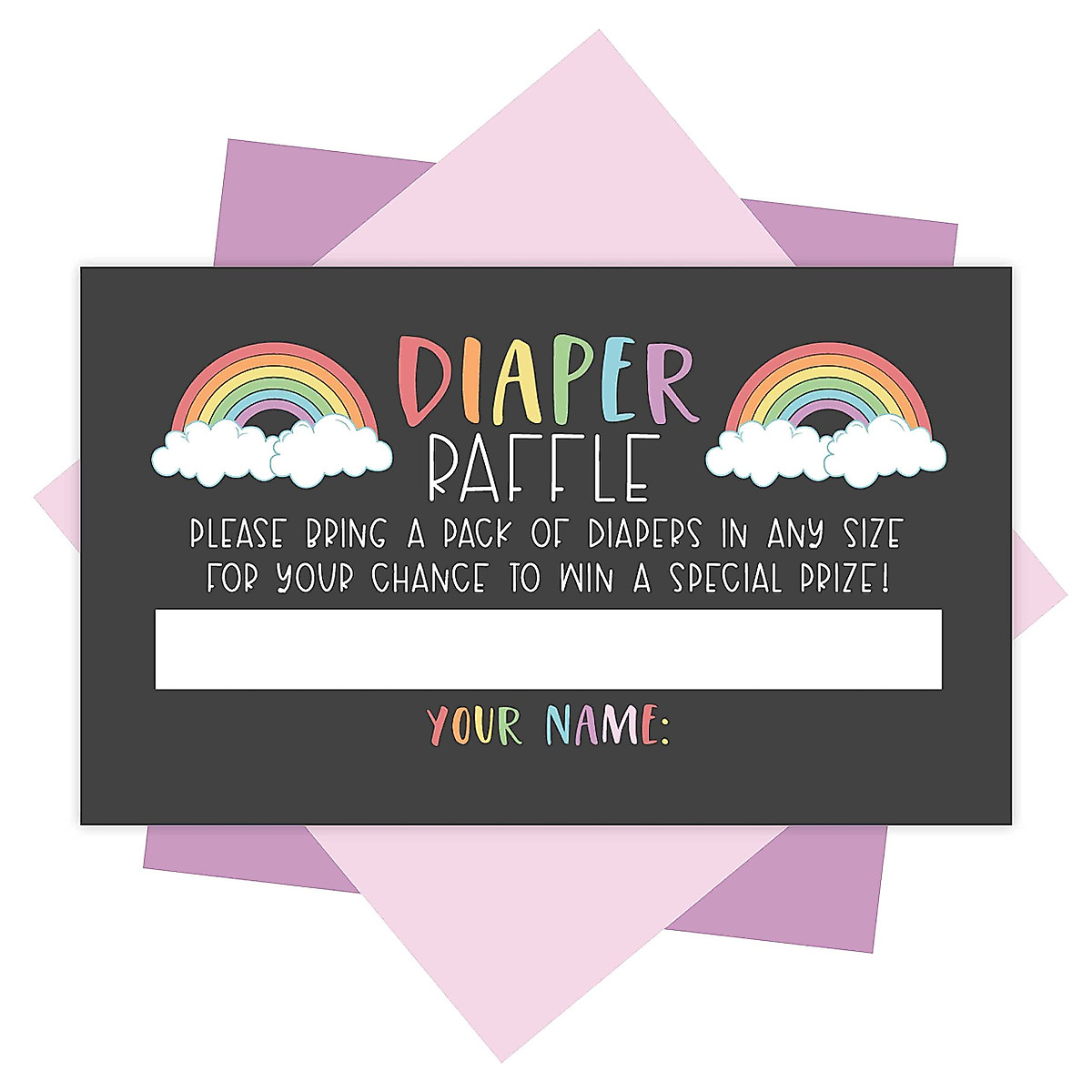 25 Rainbow Baby Shower Invitations, 25 Book Request Baby Shower Guest Book Alternative, 25 Baby Shower Diaper Raffle Tickets For Baby Shower Games To Play, After Every Storm Diaper Raffle Cards