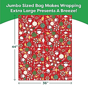 Set of 4 Extra Large Christmas Gift Bags - 36"x44" Jumbo Gift Wrapping Sacks for Huge Presents