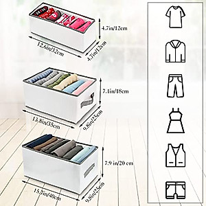 6 Pcs Wardrobe Clothes Organizer Clothing Drawer Organizers Foldable Plastic Hard PP Plate Jeans Organizer for Closet with Handle for Clothing Pants Coats Underwear (S 7 Grids, L 7 Grids, XL 8 Grids)