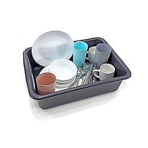 Bus Tub Large Commercial | Bus Box 20" x 15" x 6" | Dark Gray Polypropylene Plastic. (4 Pack)