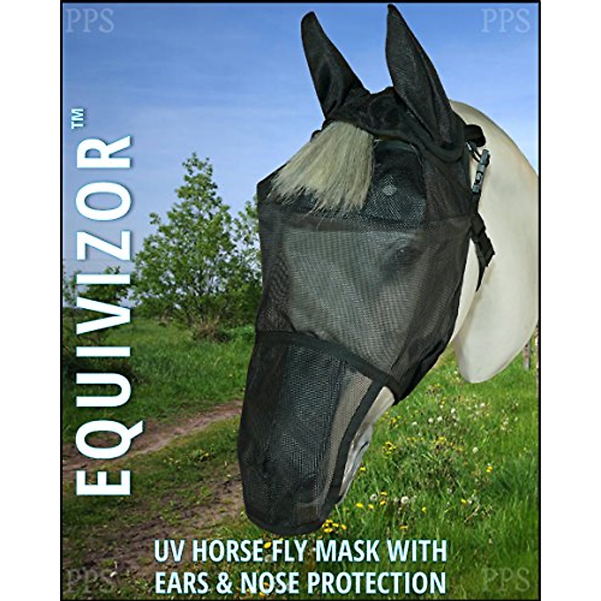 EquiVizor 95% UV Eye Protection (Mini) Horse Fly Mask with Ears/Nose. Helps with Uveitis, Corneal Ulcer, Light Sensitive, Cancer, Designed to Stay ON Your Horse, Off The Ground!