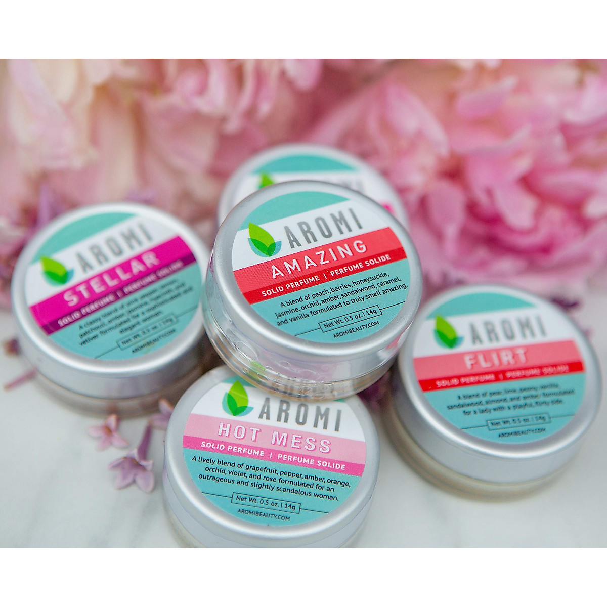 Aromi Amazing Solid Perfume | Fruity, Floral Fragrance, Vegan & Cruelty-free, Travel Scent, Women’s Gift, Vanilla, Caramel, & Jasmine Scent, Handmade (Amazing)