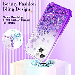 Ruky Case for iPhone 14, Full Body Glitter Liquid Rugged Cover with Built-in Screen Protector Soft TPU Protective Girls Women Phone Case for iPhone 14 6.1 & iPhone 13 6.1 ”, Gradient Purple