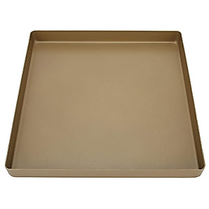 Oumefar Baking Sheets Pan, 11 x 11 x 1.2 in Baking Tray, Oven Trays Gold Aluminum Alloy Square Shape Non-Stick Baking Tray Bread Pizza Tray Baking Tool, Cookie Sheet Replacement Toaster Oven Tray