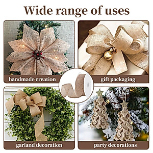 Phinus Burlap Wired Edge Ribbon (Brown), Burlap Ribbon, 1.5inx16.5 Yard Burlap Wired Ribbon for Big Bow, Wreath, Tree, Weddings, Parties, Outdoor Decoration, Thanksgiving, Christmas