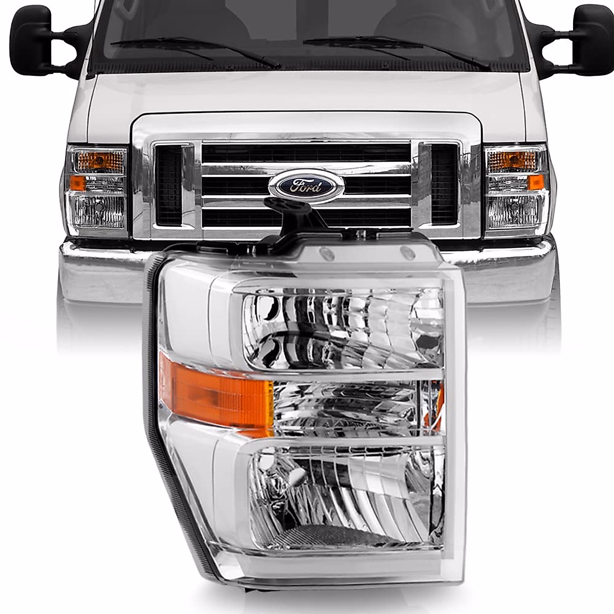 ACANII - For [Non-Sealed Beam] 2008-2014 Ford E150 E250 Van 08-21 E350 E450 Super Duty Headlight Headlamp Passenger Side