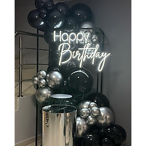 Black and Silver Balloon Garland Arch Kit, 102pcs Black Silver Confetti Latex Balloons for Birthday Bridal Shower Wedding Engagement Anniversary Graduation Theme Decorations