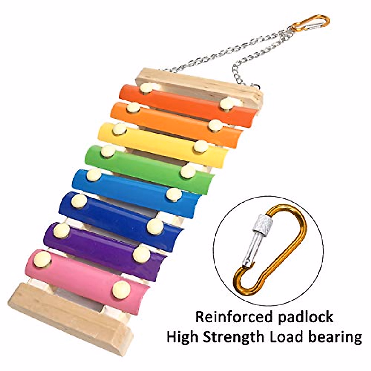 Chicken Xylophone Toy Hanging Chicken Pecking Toys 8 Metal Keys Suspensible Wood Xylophone Toy Suitable for Chicken Coop Hens Parrot Medium and Large Birds