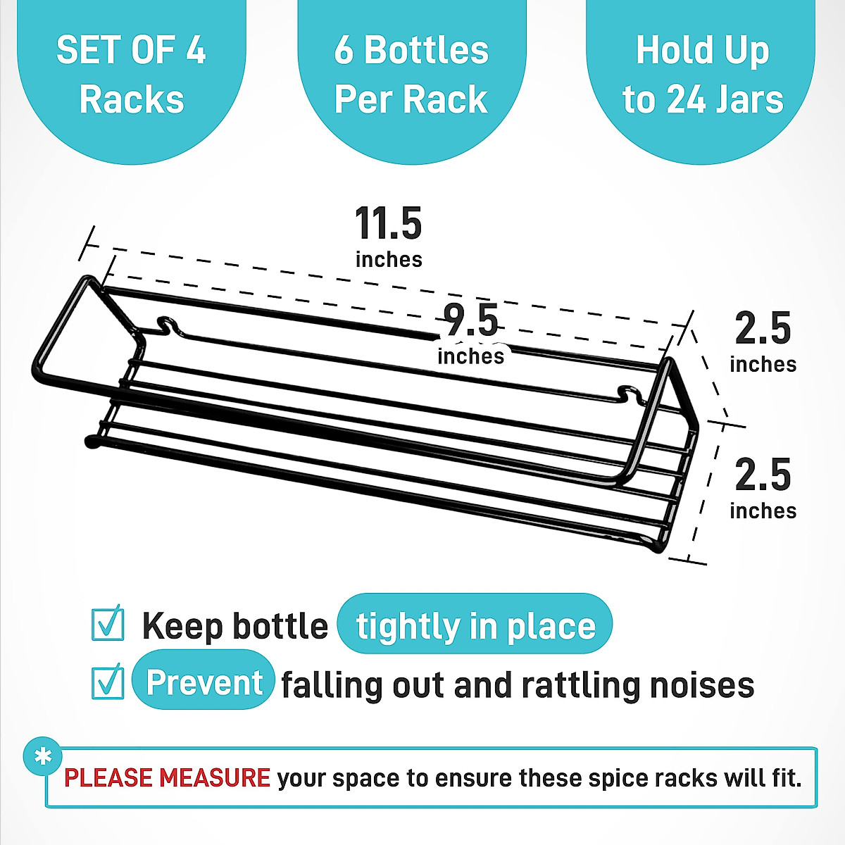 Ultimate Hostess Spice Rack Wall Mount - 4-Tier, Space-Saving Wall Spice Rack Organizer - Wall Mount Spice Rack Organizer for Spice Jars and Seasonings - Screw or Adhesive Hanging Spice Rack for Wall