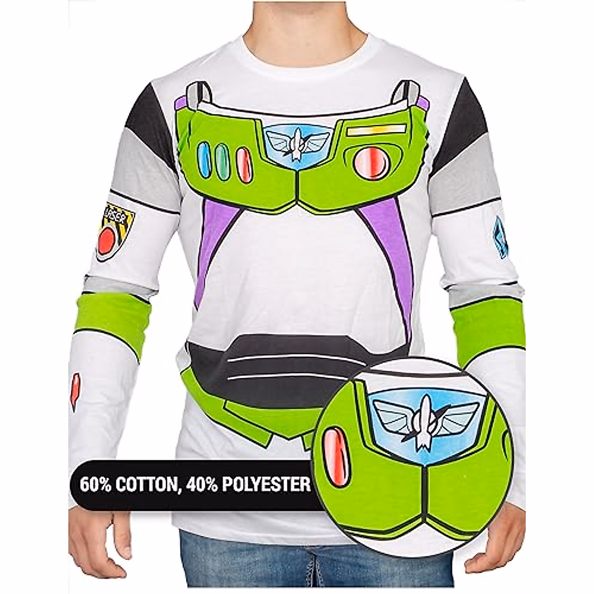 Mad Engine Buzz Lightyear White Long Sleeve T-Shirt for Men’s & Women’s