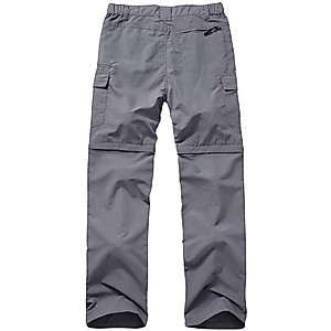 Mens Hiking Pants Quick Dry Lightweight Fishing Pants Convertible Zip Off Cargo Work Pants Trousers #6055,Grey,36