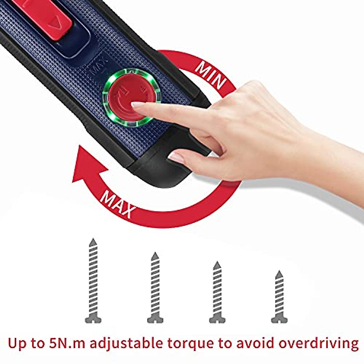 4V Cordless Electric Screwdriver with 4 Torques Small portable power screwdriver kit,2Ah Li-ion available for USB charging,with LED Work Light for the repair of appliances, furniture