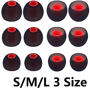 JNSA 6 Pairs Silicone Ear Tips Ear gels Ear pads Compatible with Sony WF-1000xm4 WF-1000XM3, MDR Series, XBA Series Earphones and other inner diameter 3.8mm - 4.2mm Headphones, 3 Size, Black-red，SML
