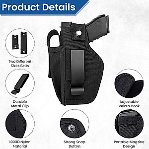 High Tactical Gun Holster for Men and Women IWB/OWB + Mag, Subcompact, Compact, Full Size Gun Right/Left Hand Glock 17 Holster, Glock 19 Holster, Glock 19 Accessories, Gun Holsters for Pistols 9mm