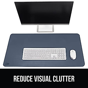 GORILLA GRIP Desk Mat, Non Slip and Heat Resistant Mouse Pad, Soft PU Leather Pads, Dual Sided Blotter, Desktop Protector Cover for Home Office Keyboard Laptop Computer and Writing 23.6x13.7 Navy Blue