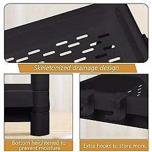 Multipurpose Under Sink Storage Rack for Closet Cabinet,Under Bathroom Kitchen Sink Organizer,2 Tier Countertop Collection Baskets Shelf with Hooks for Home Office (Black)