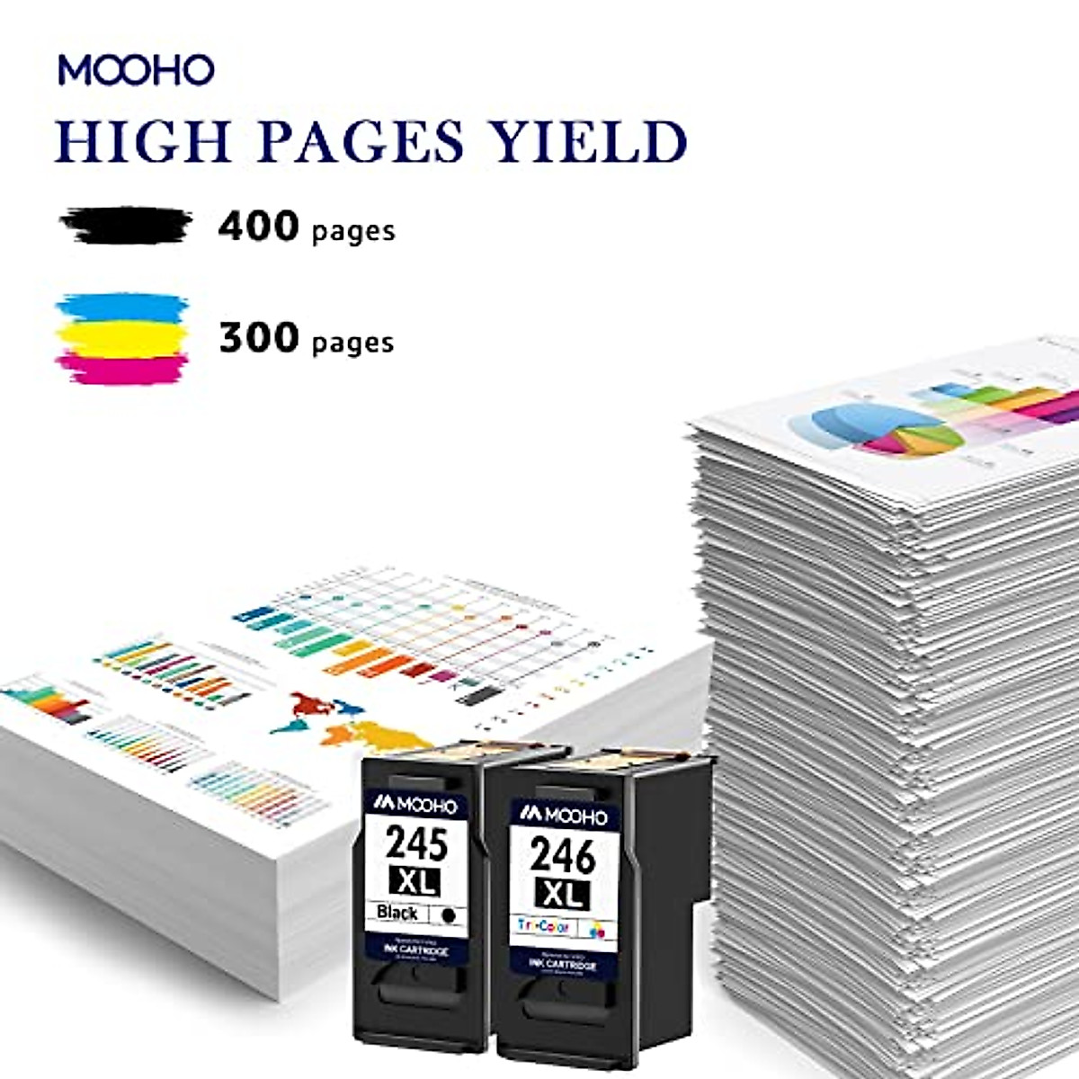 Mooho Compatible 245XL 246XL Ink Cartridge Black Color Combo Replacement for Canon 245 246 PG-245XL CL-246XL 243XL 244XL for Pixma MX490 MX492 MG2522 MG2922 MG2520 MG2920 TS3122 TS3100 TR4520 Printer