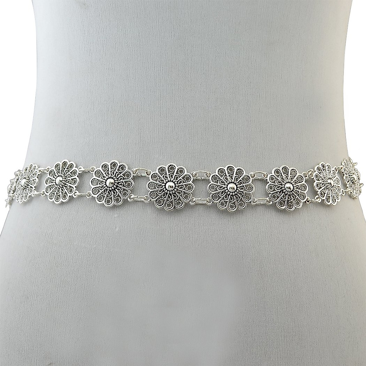 Idealway Bohemian Vintage Body Chain Silver Sun Flower Belt Chain Women Jewelry (1)