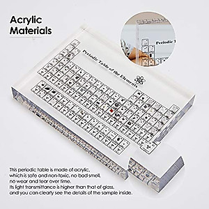 Mukarisk Large Size Periodic Table with Real Elements Inside, 7.9 Inch Acrylic Periodic Table with Elements Samples, Periodic Table Display with Elements, 7.9 * 5 * 1 inch