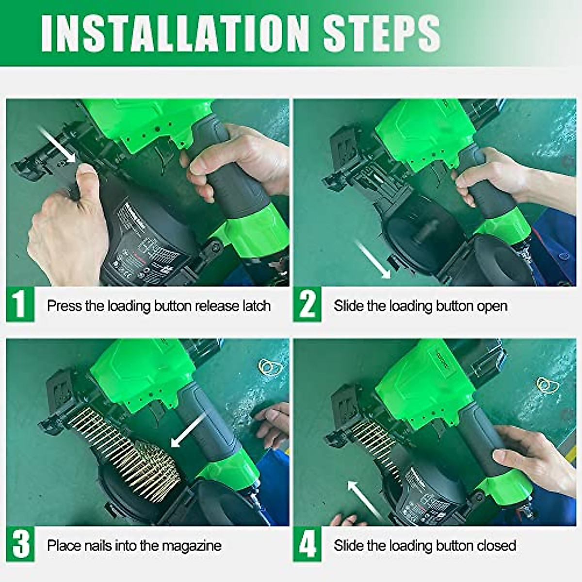 DOTOOL Roofing Nailer CN45C 15 Degree 3/4-Inch to 1-3/4-Inch Roofing Nail Gun Pneumatic Coil Nailer 120 pcs Load Capacity