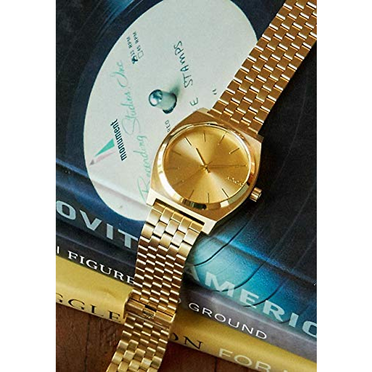 NIXON Time Teller A045 - All Gold / Gold - 100m Water Resistant Men's Analog Fashion Watch (37mm Watch Face, 19.5mm-18mm Stainless Steel Band)