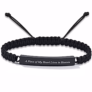 MOSURNSJWY Cremation Jewelry Urn Bracelet for Ashes for Women Men Memorial Human Ashes Keepsake Rope Braided Bracelet Bracelet, A Piece of My Heart Lives in Heaven