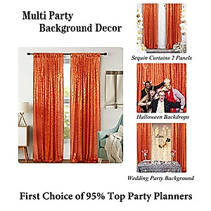Coral Sequin Curtains 2 Panels 2FTx8FT Glitter Sequin Backdrop Curtains Orange Shimmer Wall Backdrop Birthday Backdrops Christmas Wedding Party Backdrop Sequence Backdrop for Photography(2FTx8FT)