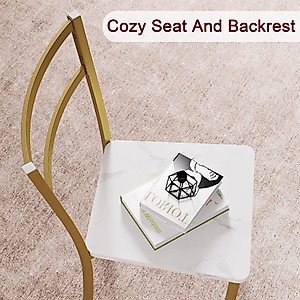 Amyove Dining Table Set for 2, Round Kitchen Table and Chairs for 2, Modern Dining Room Table Set with 2 Metal and Wood Chairs, Kitchen Table Set for Small Space, Apartment, Marble White and Gold