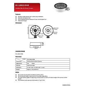 DS-1280ZJ-DM8 Junction Box Mount for Hik-Compatible Turret Camera (White)