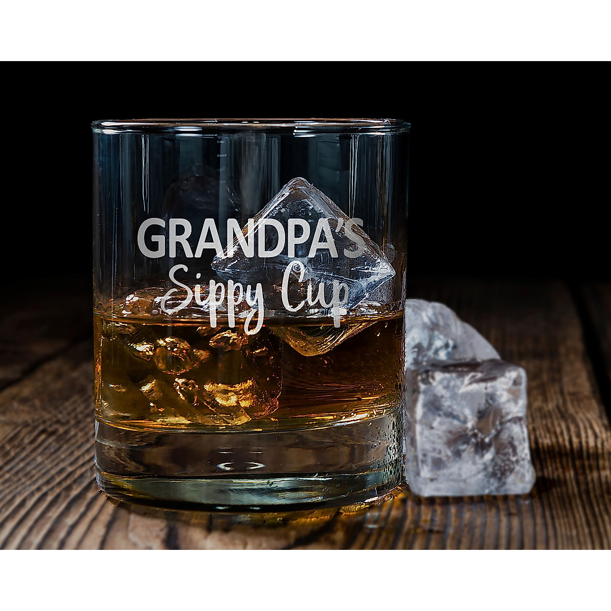 GRANDPA'S SIPPY CUP Custom Personalized Whiskey Glass - Laser Engraved Etched Funny Gift for Dad Uncle Grandpa
