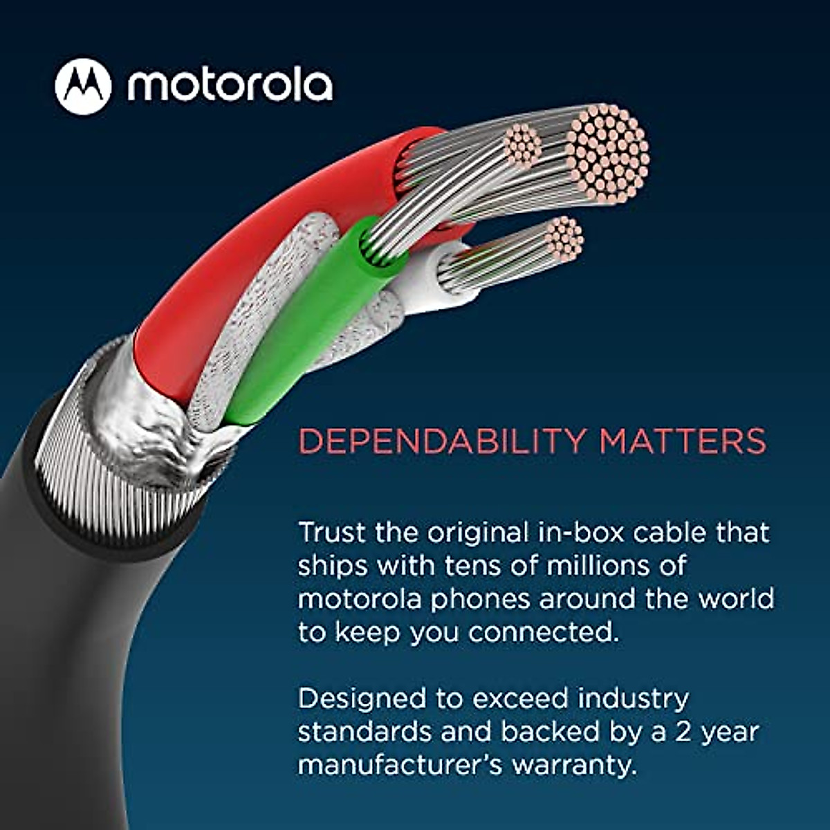 Motorola [3.3ft Cable] Essentials OEM SKN6473A USB-A 2.0 to USB-C (Type C) Data/Charging Cable for Moto G Power/Play/Pure/Stylus 5G, G7, One 5G Ace, Edge, Edge+ - Single