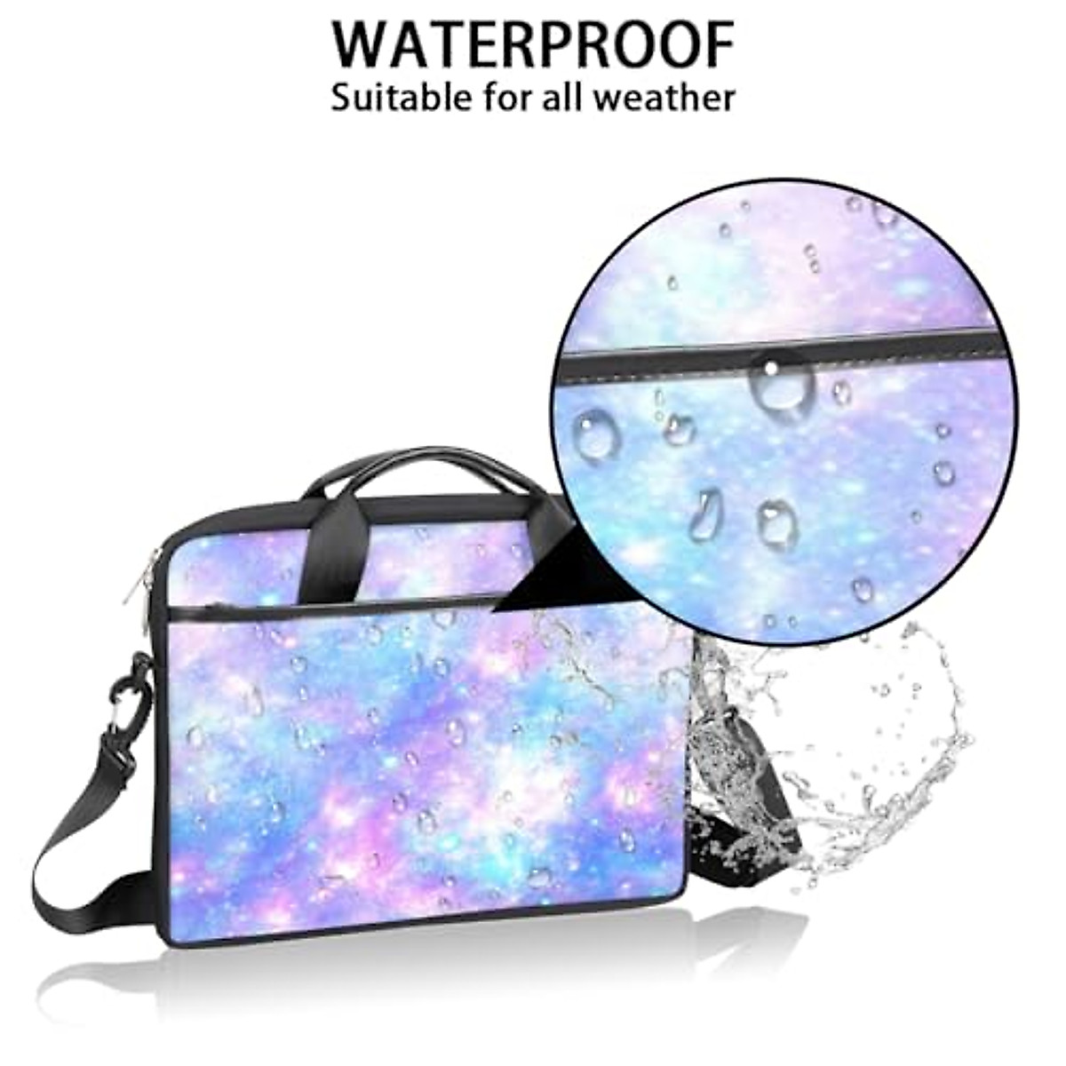 Galaxy Pattern Laptop Computer Bag Waterproof Shoulder Messenger Bag 13-15 inch Durable Laptop Tote Bag with Shoulder Strap Handle Lightweight Crossbody Briefcase