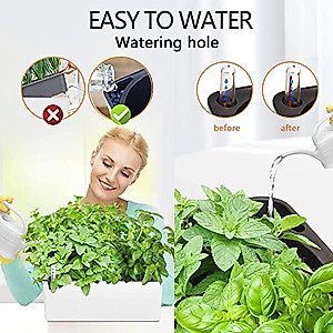 J&C Self Watering Planter, Window Gardening Box, 16x 5.5 Inch, Indoor Home Garden, Modern Decorative Planter Pot for All Indoor Plants, Rectangle, White (Plants Not Included)