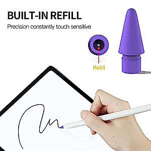 AWINNER Compatible with Apple Pencil Tip and Apple Pencil (2nd Generation) Tips,Replacement Color iPencil Nibs 6 Pack (Red/Yellow/Purple/Pink/Cyan/Grey)