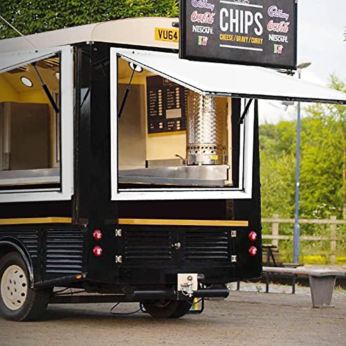 Sidasu Concession Window 36'' x 36''Concession Stand Serving Window with Awning,Lamp Tube and Door Handrail ,Concession Window for Food Trucks Glass Not Included