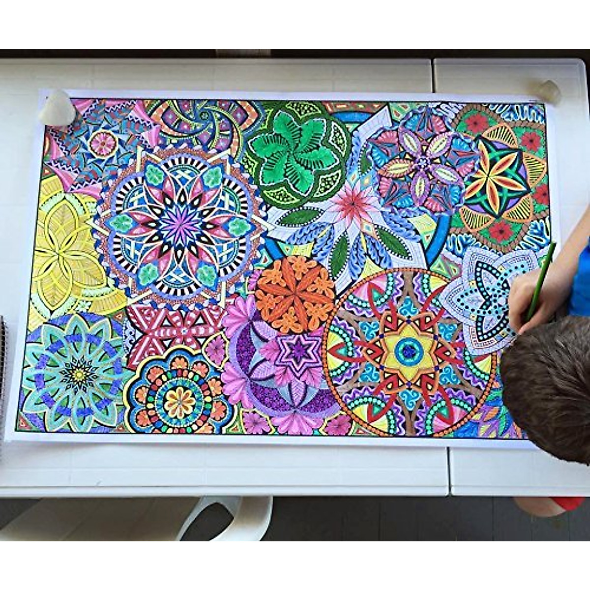 Stuff2Color Giant Coloring Poster Mandala Madness for Kids and Adults - Great for Family Time, Girls, Boys, Arts and Crafts, Adults, Care Facilities, Schools and Group Activities (1 Pack)