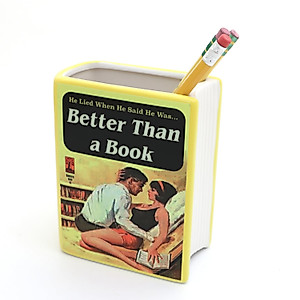 Better than a Book, snarky pencil holder, funny gift for reader, book vase LennyMud by Lorrie Veasey