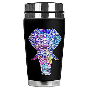 Mugzie 16 Ounce Stainless Steel Travel Mug with Wetsuit Cover - Ornamental Elephant