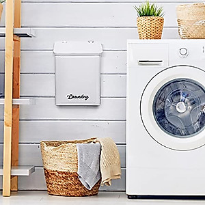 Magnetic Lint Bin for Laundry Room in White – Metal Laundry Room Decor and Accessories Washer Dryer Sheet Container or Detergent Dispenser with Laundry Labels for Space Saving Laundry Organization