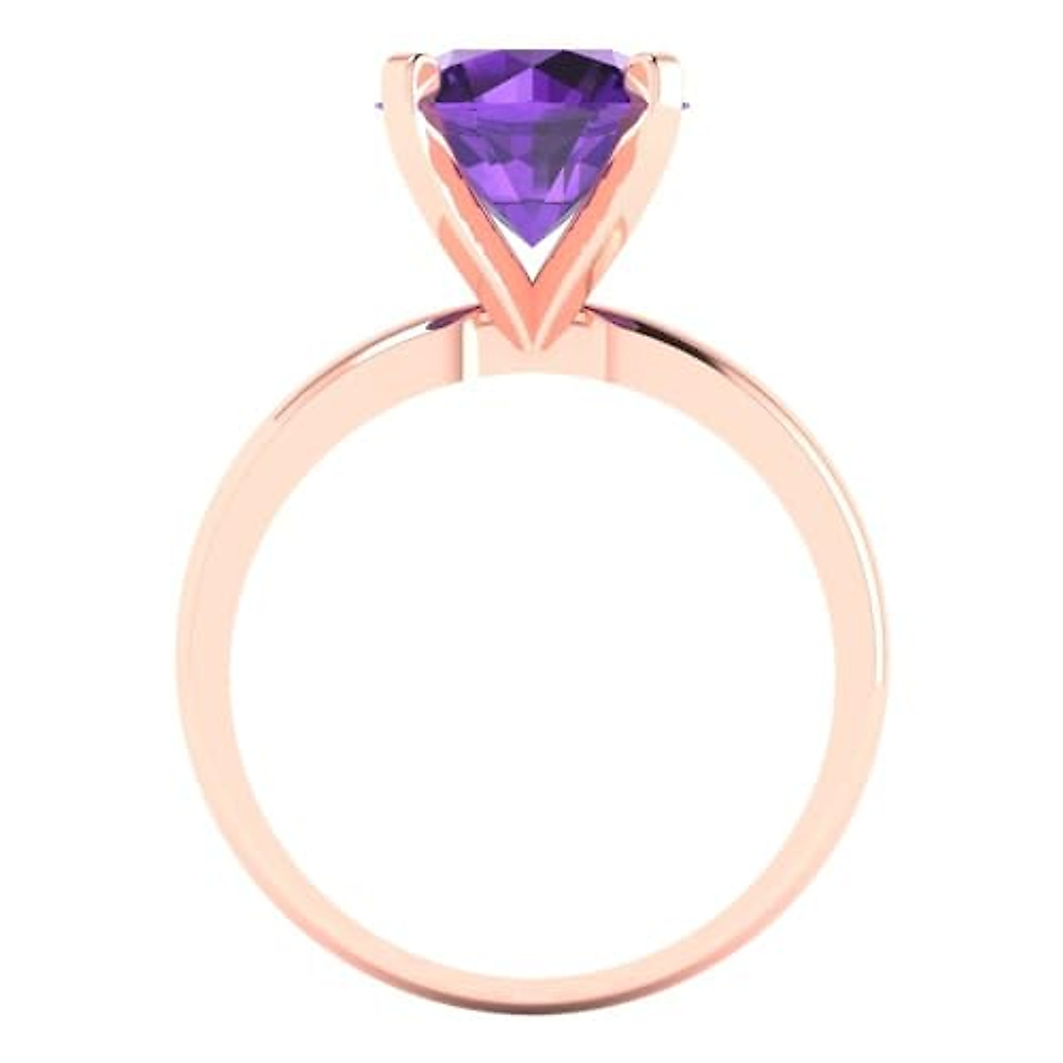Clara Pucci 3.0 ct Round Cut Solitaire Natural Purple Amethyst Engagement Bridal Promise Anniversary Ring in 18K Rose Gold Size 10