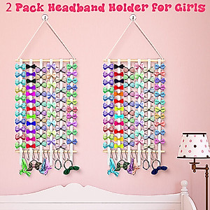 Qunclay 2 Pack Hair Bows Holder Organizer for Girls Baby Headband Hair Bows Holder Hanging Hair Bow Organizer Head Band Holder Storage for Baby Girls Toddler Room Decor