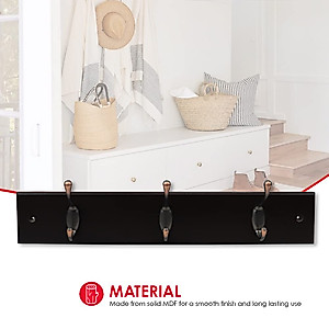 Home Basics Durable 3-Double-Hooks Wall Mounted Hanging Rack (Brown) | Place in Entry Way | Hanging in a Garage | Store Essentials Before You Leave The House