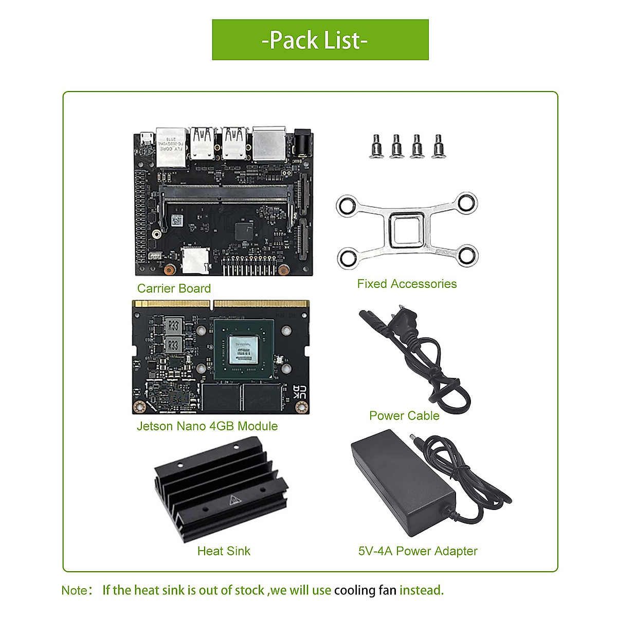 Jetson Nano 4GB RAM 16G eMMC onboard for AI Robotics Machine Learning (Heat Sink Version)